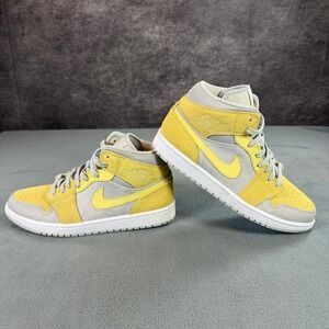 Nike | Shoes | Nike Air Jordan Mid Yellow Grey Suede Sneakers Mens ...